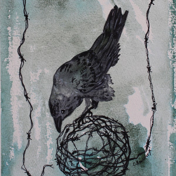 Birds on Barbed Wire - Etsy