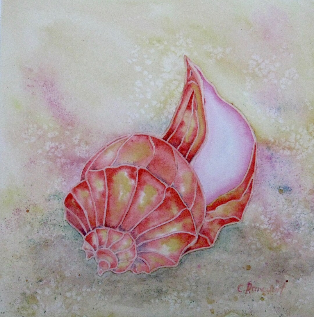 Seashell Painting Conch Painting Seashell Watercolour - Etsy