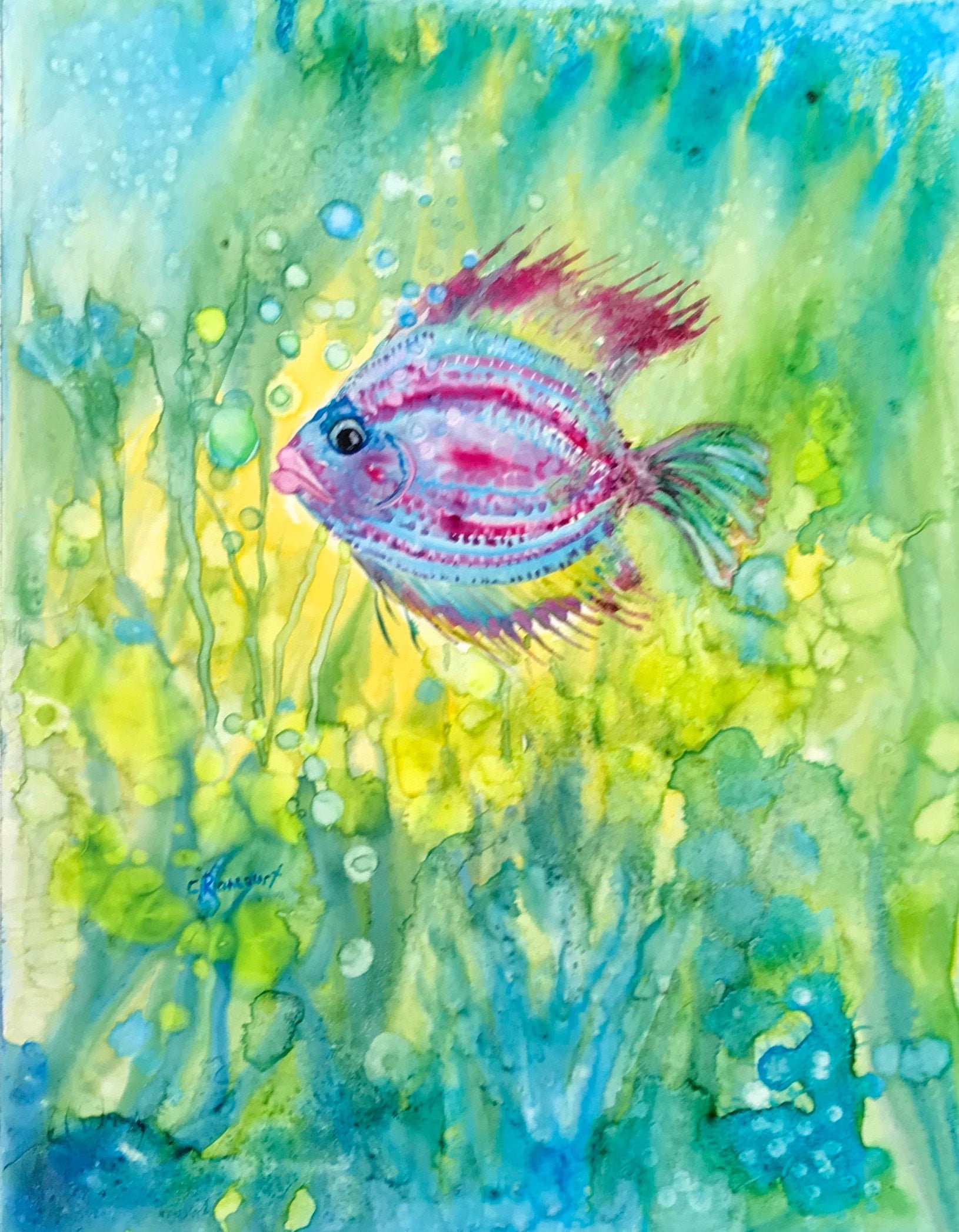 Watercolor Paintings Of Tropical Fish