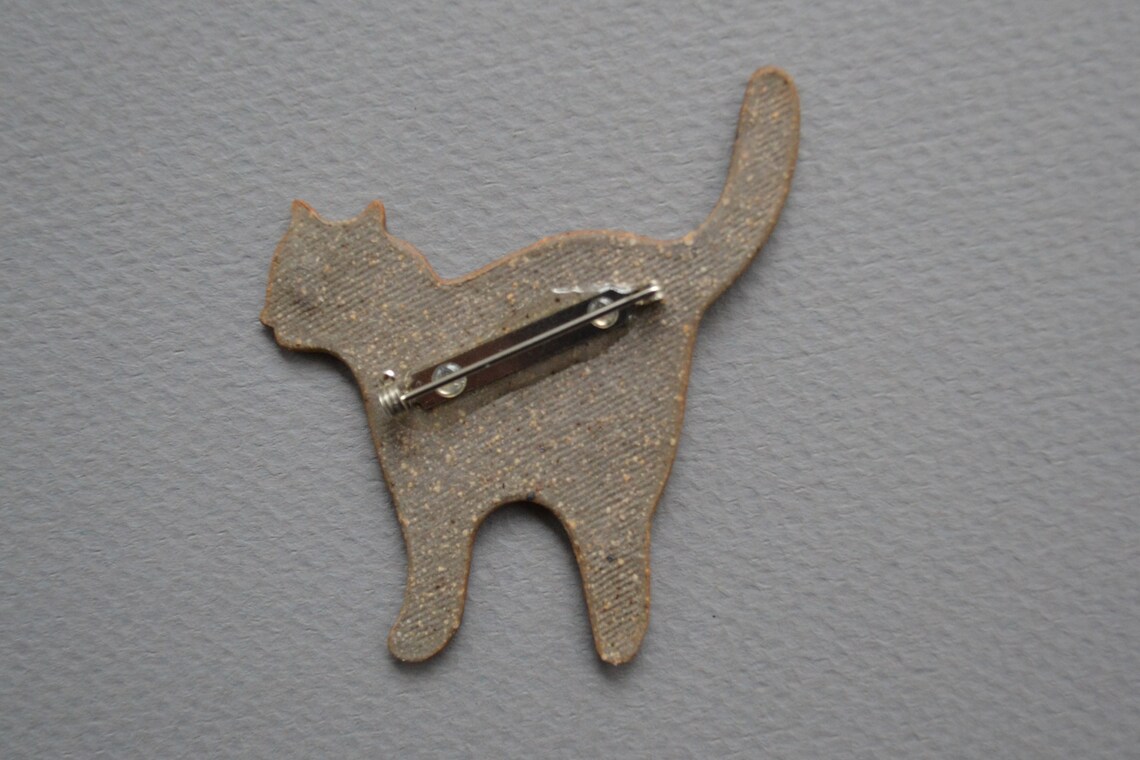 Blue Ceramic Cat Brooch Made From Stoneware Clay With Blue Satin Glaze ...