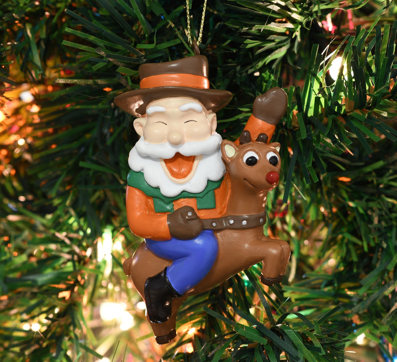 Tree Buddees Cowboy Santa Riding Rudolph Christmas Ornament - Etsy