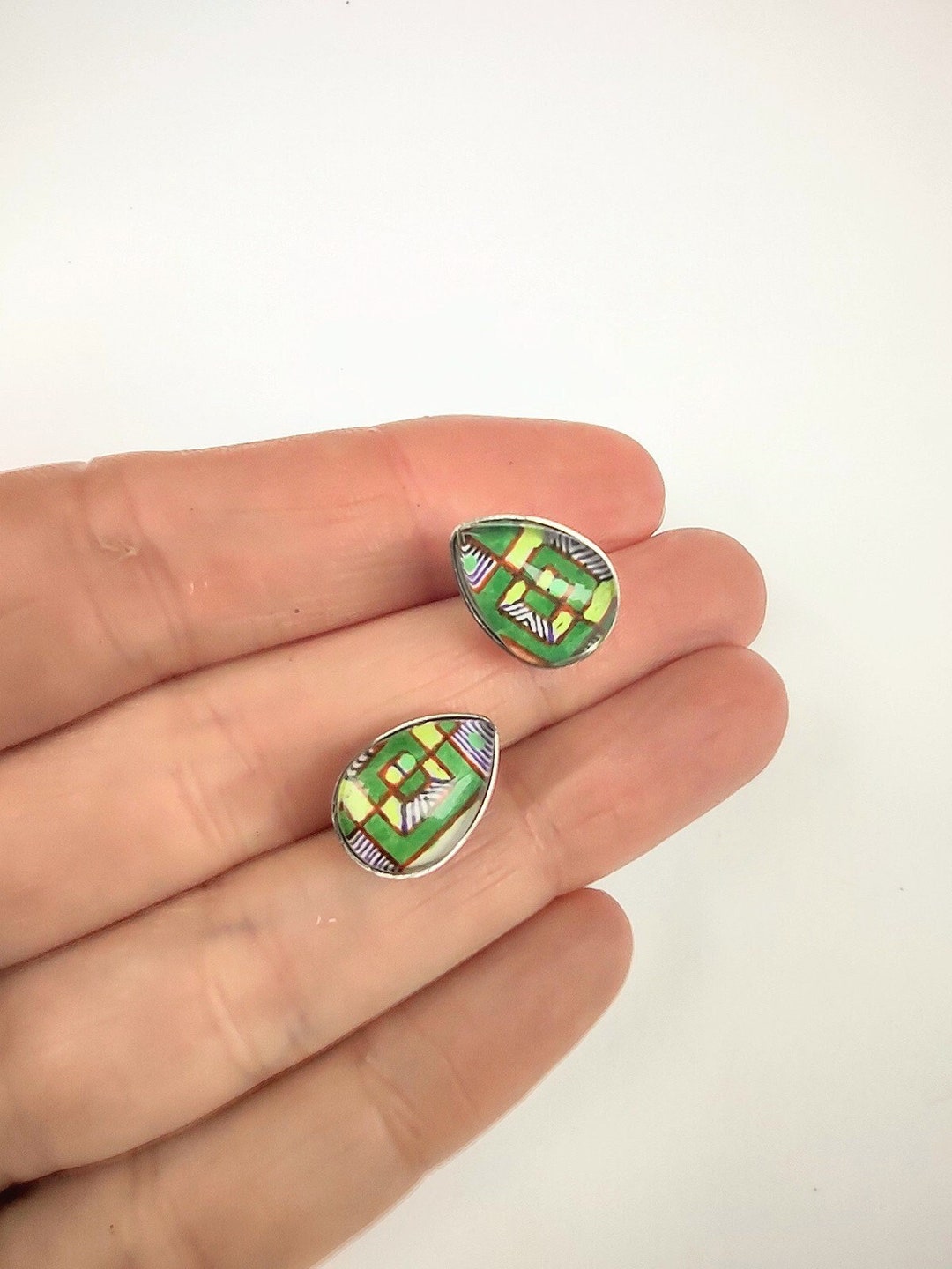 Green Teardrop Posts - Etsy