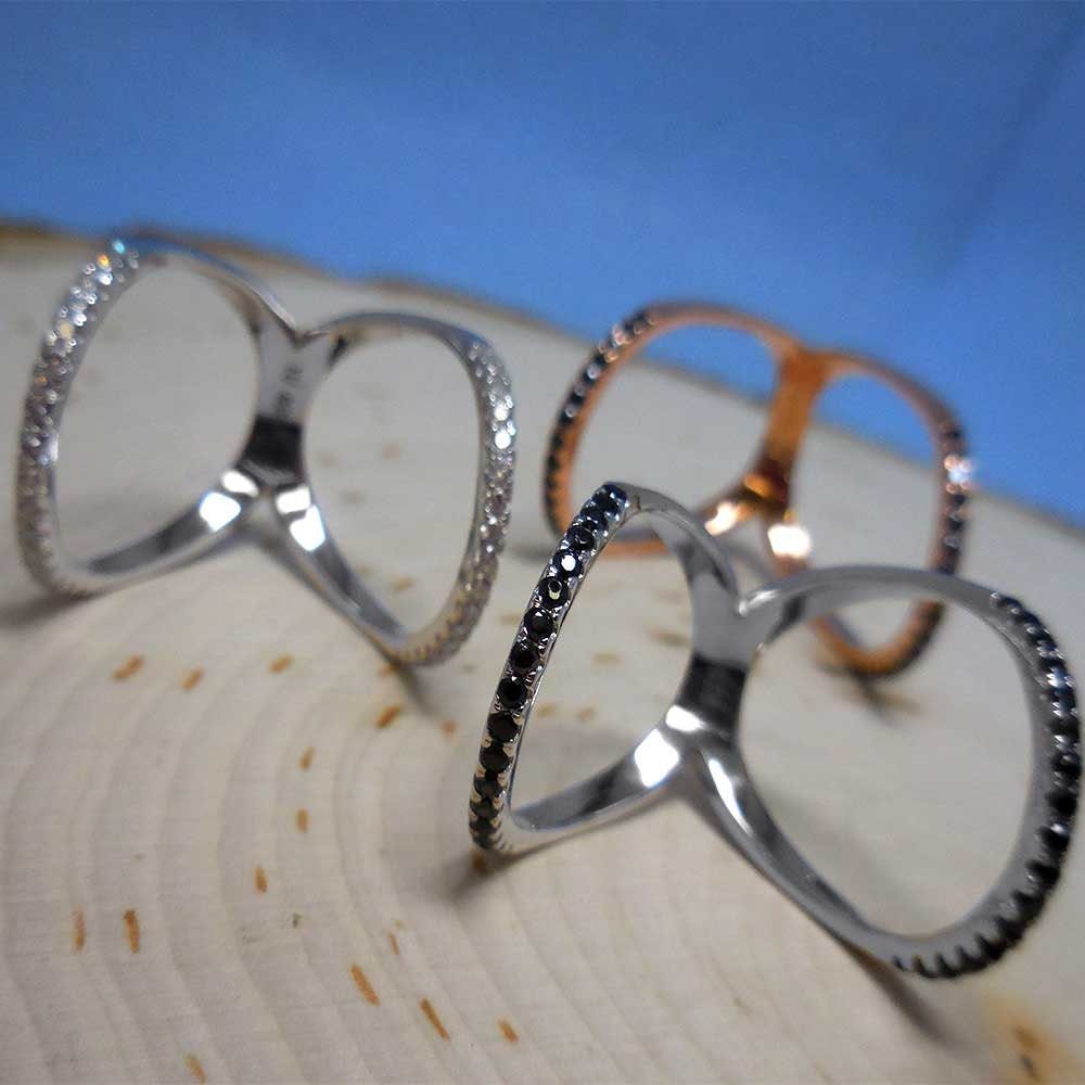 Rose Gold Black-crystal Knuckle Ring - Etsy