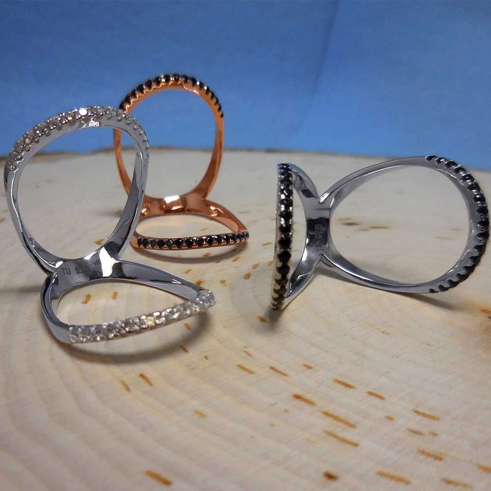 Rose Gold Black-crystal Knuckle Ring - Etsy