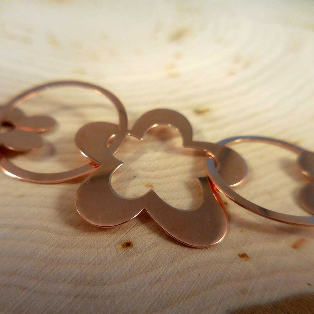Rose-gold Flower & Ringlet .925 Silver Bracelet - Etsy