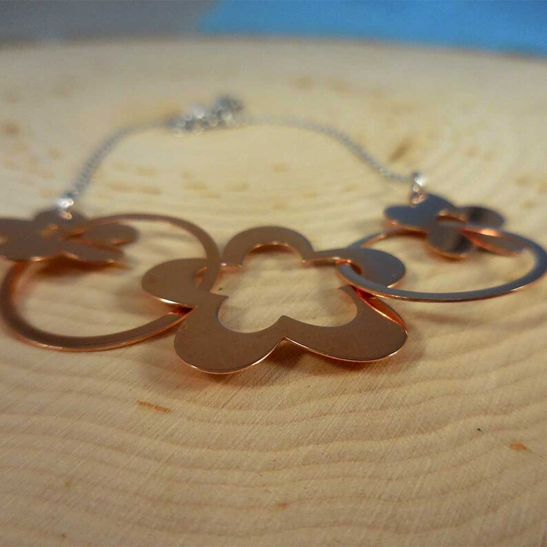 Rose-gold Flower & Ringlet .925 Silver Bracelet - Etsy
