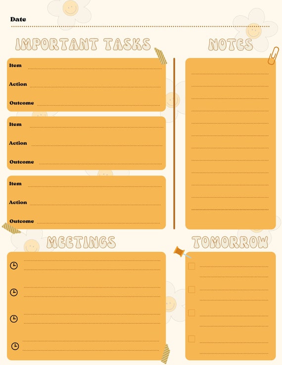 Printable Daily Weekly Meeting Planner Printable Letter | Etsy