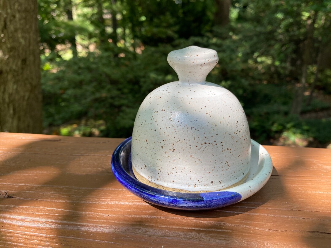 Pottery Butter Dish Round Fits Half Stick Butter Speckled - Etsy