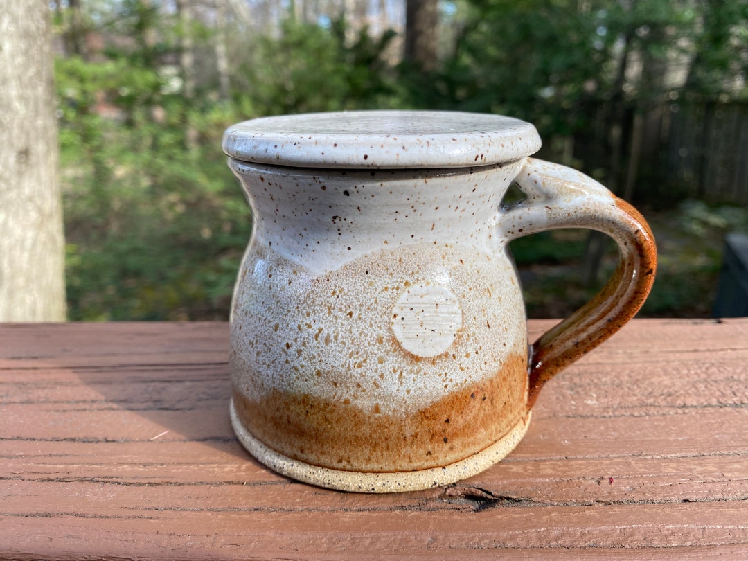 Pottery Mug With Matching Ceramic Lid, 9 Oz Capacity, Thumb Rest ...