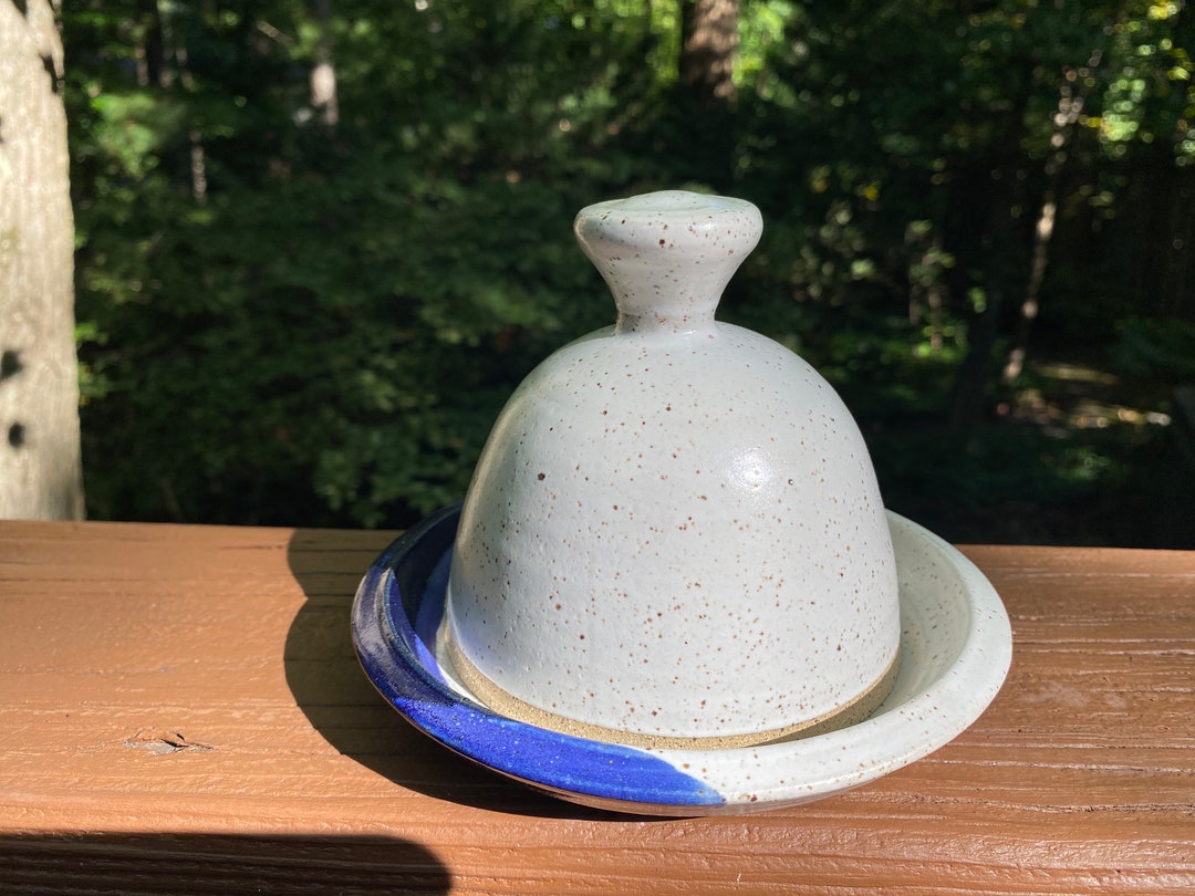 Pottery Butter Dish, Round, Fits 2 Half Sticks of Butter, Speckled ...