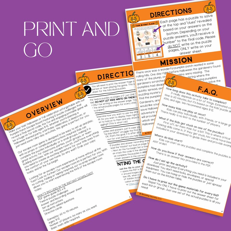 Pumpkin Patch Escape Room Game: Printable Halloween Activity (kids) - Etsy