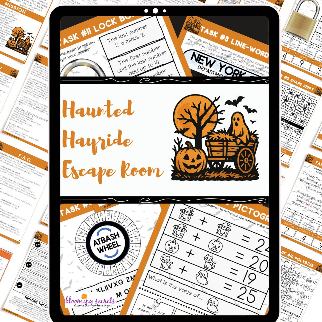 Haunted Hayride Escape Room Game: Halloween Printable Puzzle Activity ...