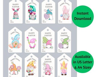 Printable Gnome Christmas Gift Tags | 24 Different Designs | Instant ...