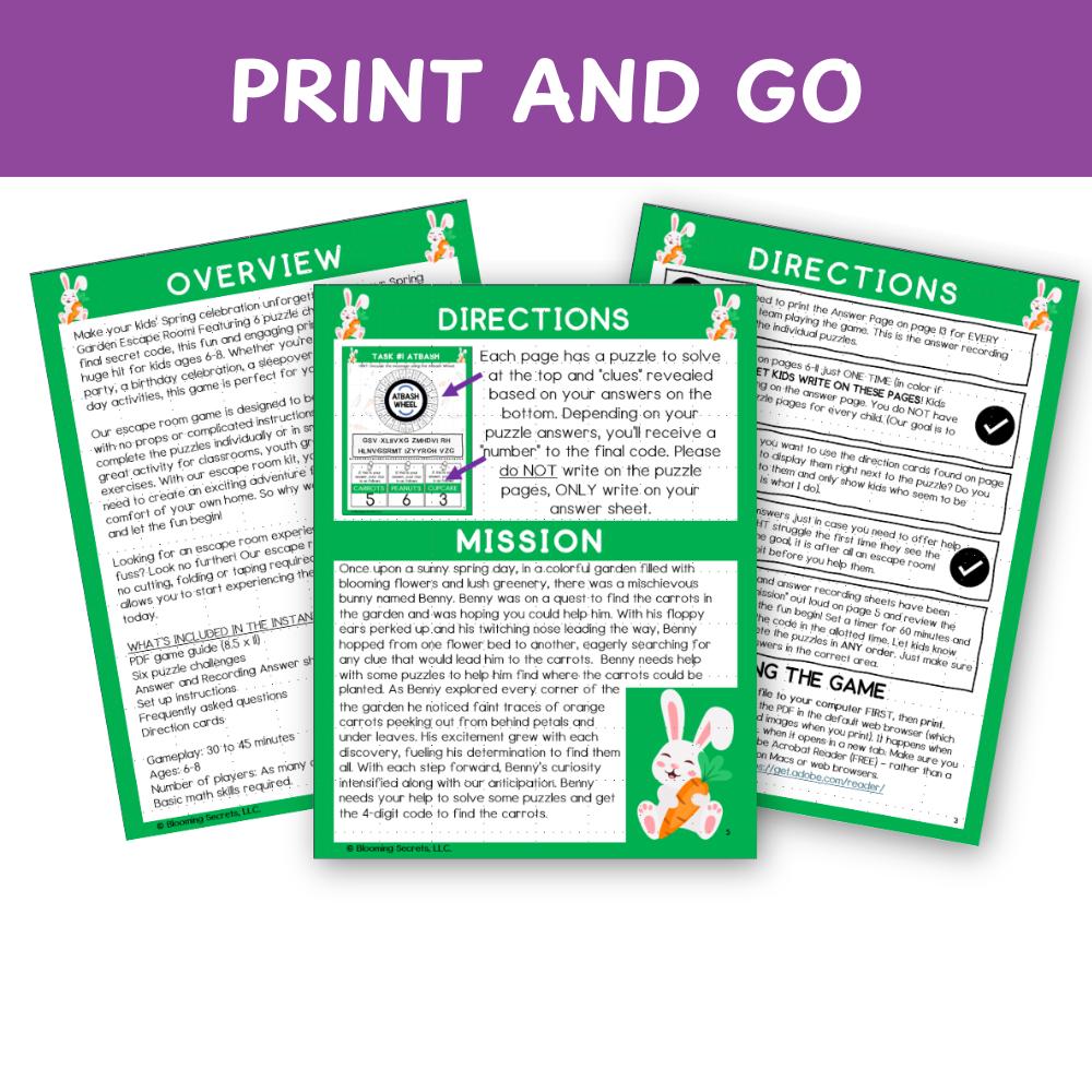 Spring Garden Escape Room | Printable Children's Game | Escape Room for ...