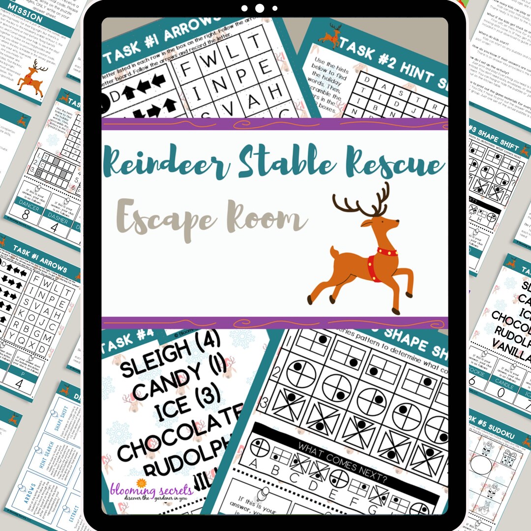 Reindeer Stable Rescue Escape Room Game Printable | Fun Christmas ...