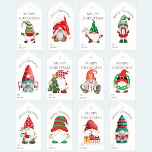 Printable Gnome Christmas Gift Tags | 24 Whimsical Designs (PDF) - Etsy