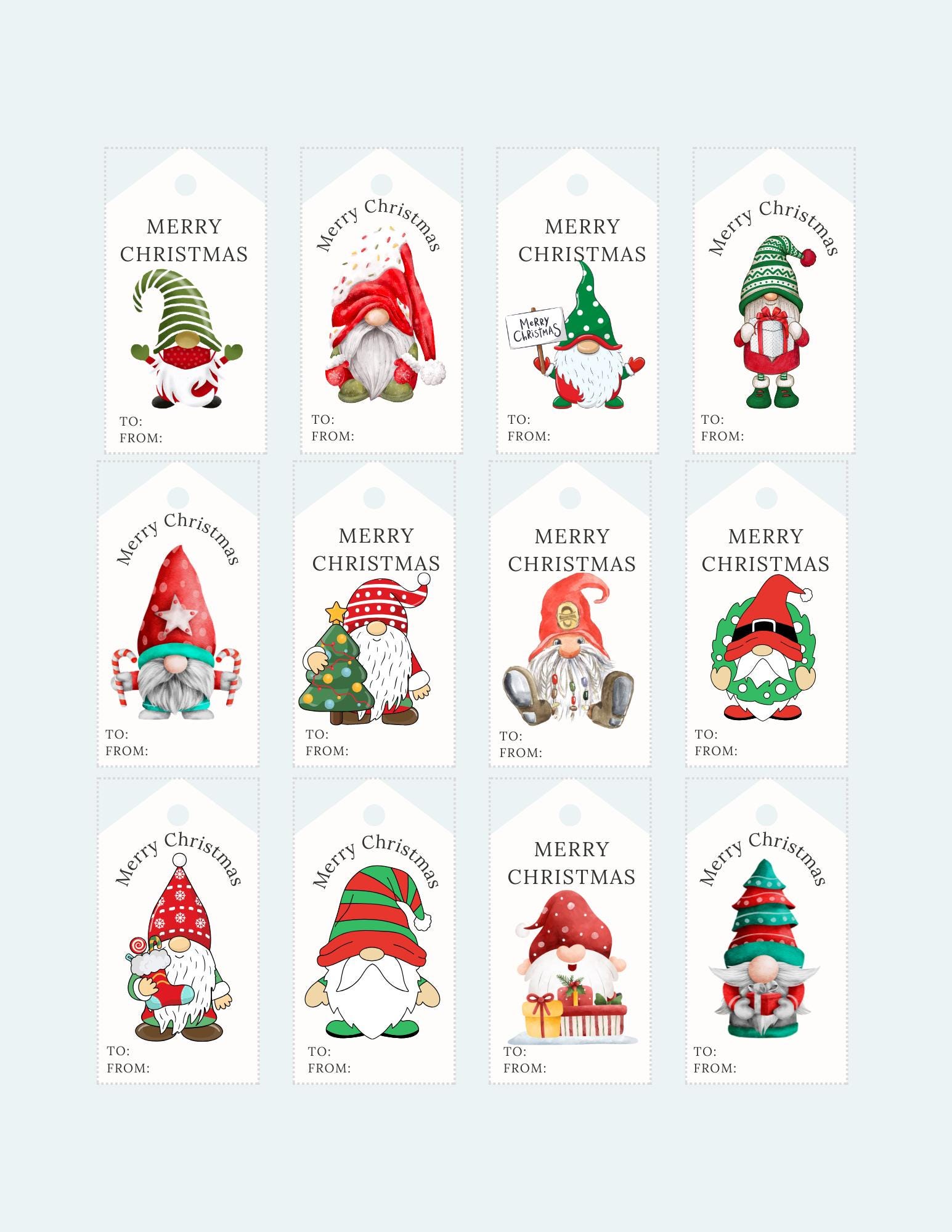 Printable Gnome Christmas Gift Tags | 24 Whimsical Designs (PDF) - Etsy
