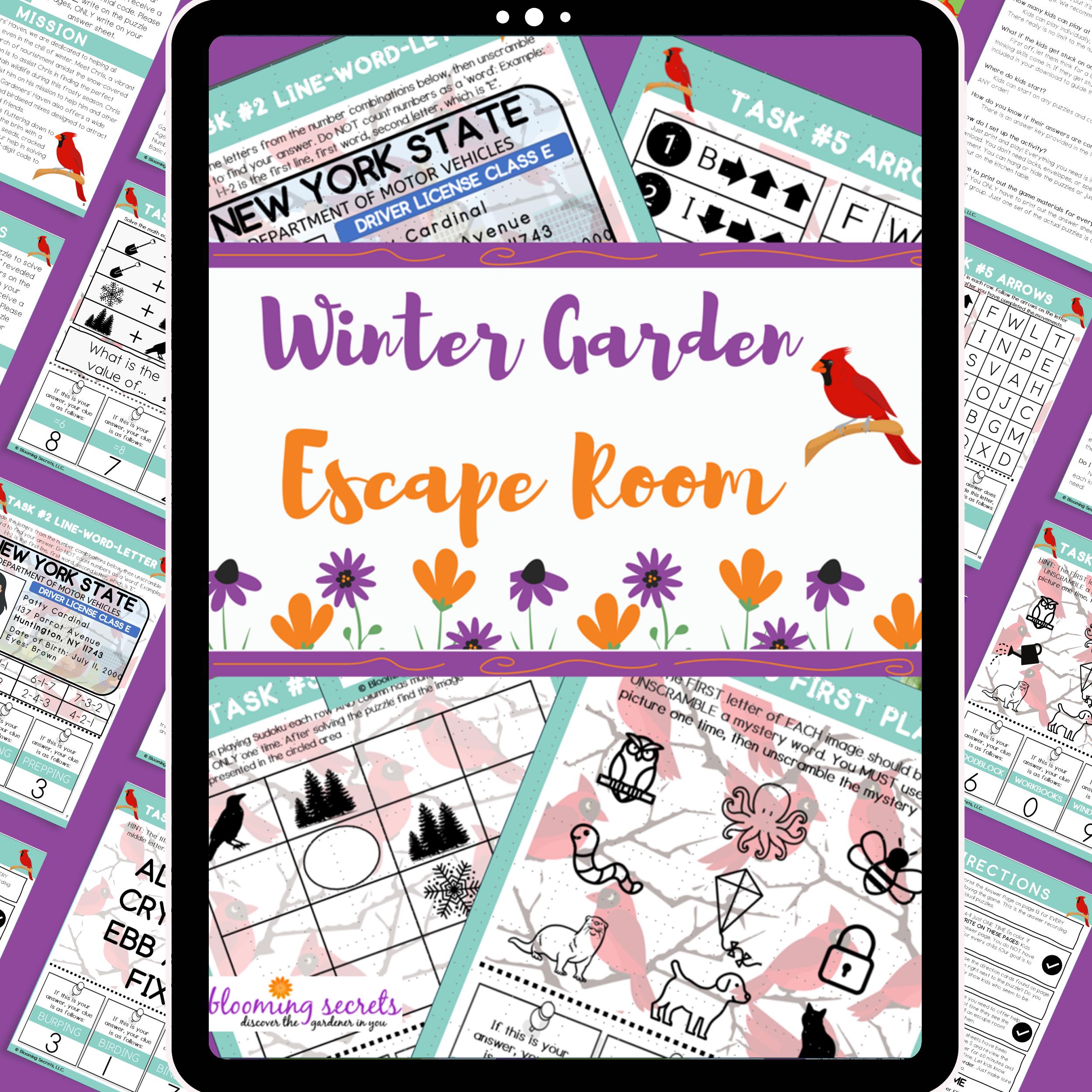 Winter Garden Escape Room | Printable Children's Game | Escape Room for ...