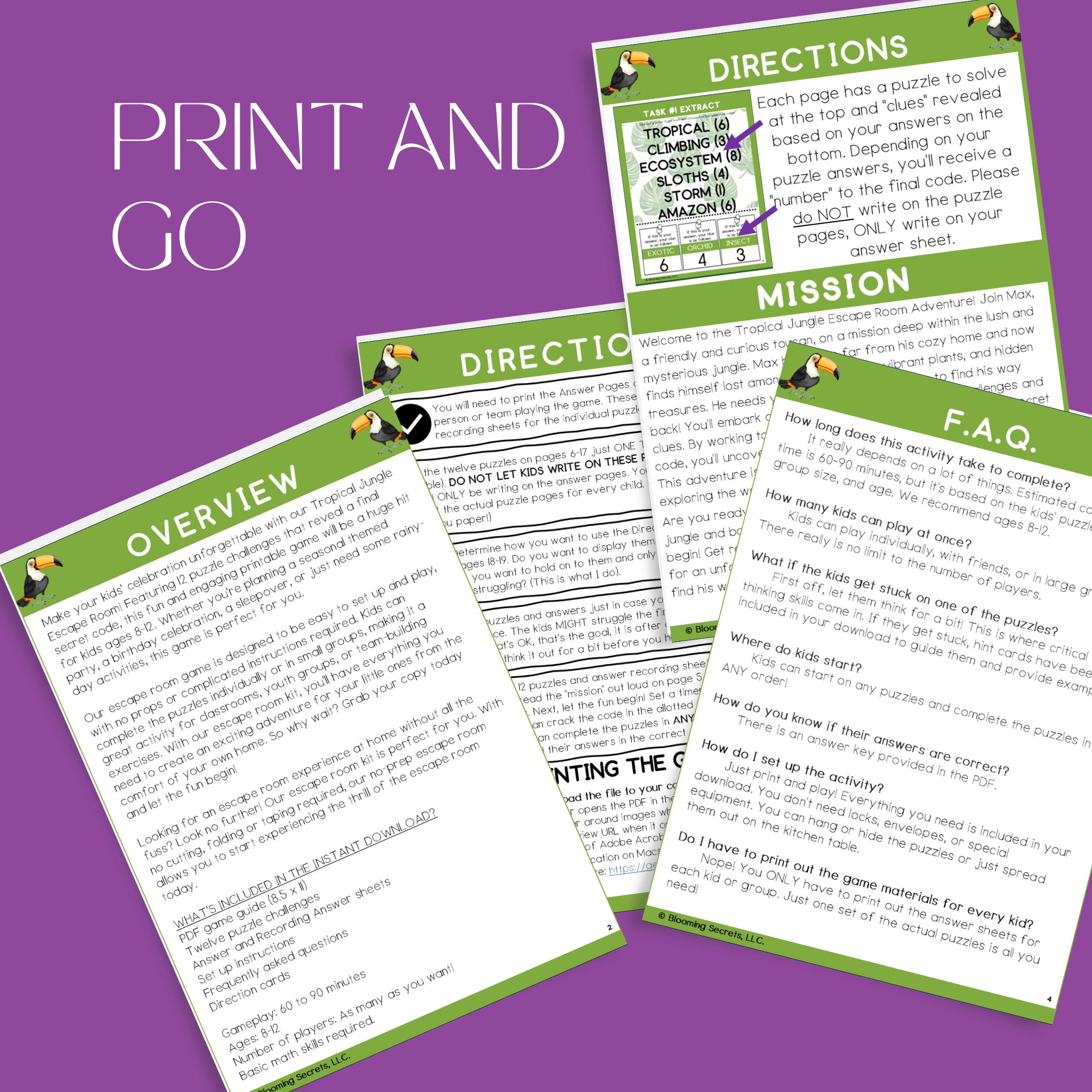 Tropical Jungle Escape Room Game | Printable Escape Room Adventure for ...