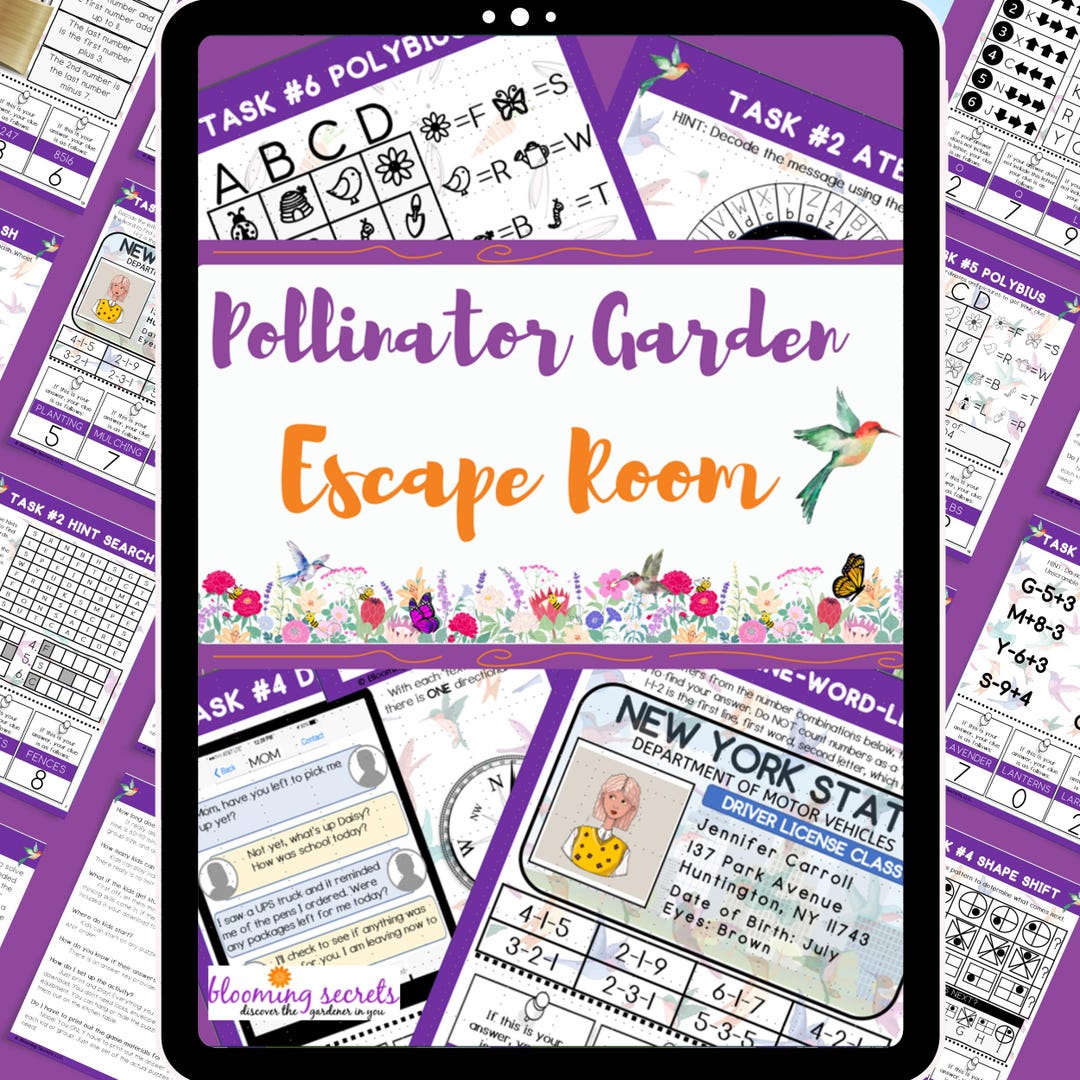 Pollinator Garden Escape Room Game | Printable Escape Room Adventure ...