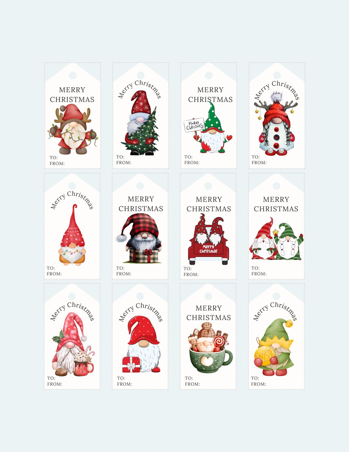 Printable Gnome Christmas Gift Tags | 24 Whimsical Designs (PDF) - Etsy