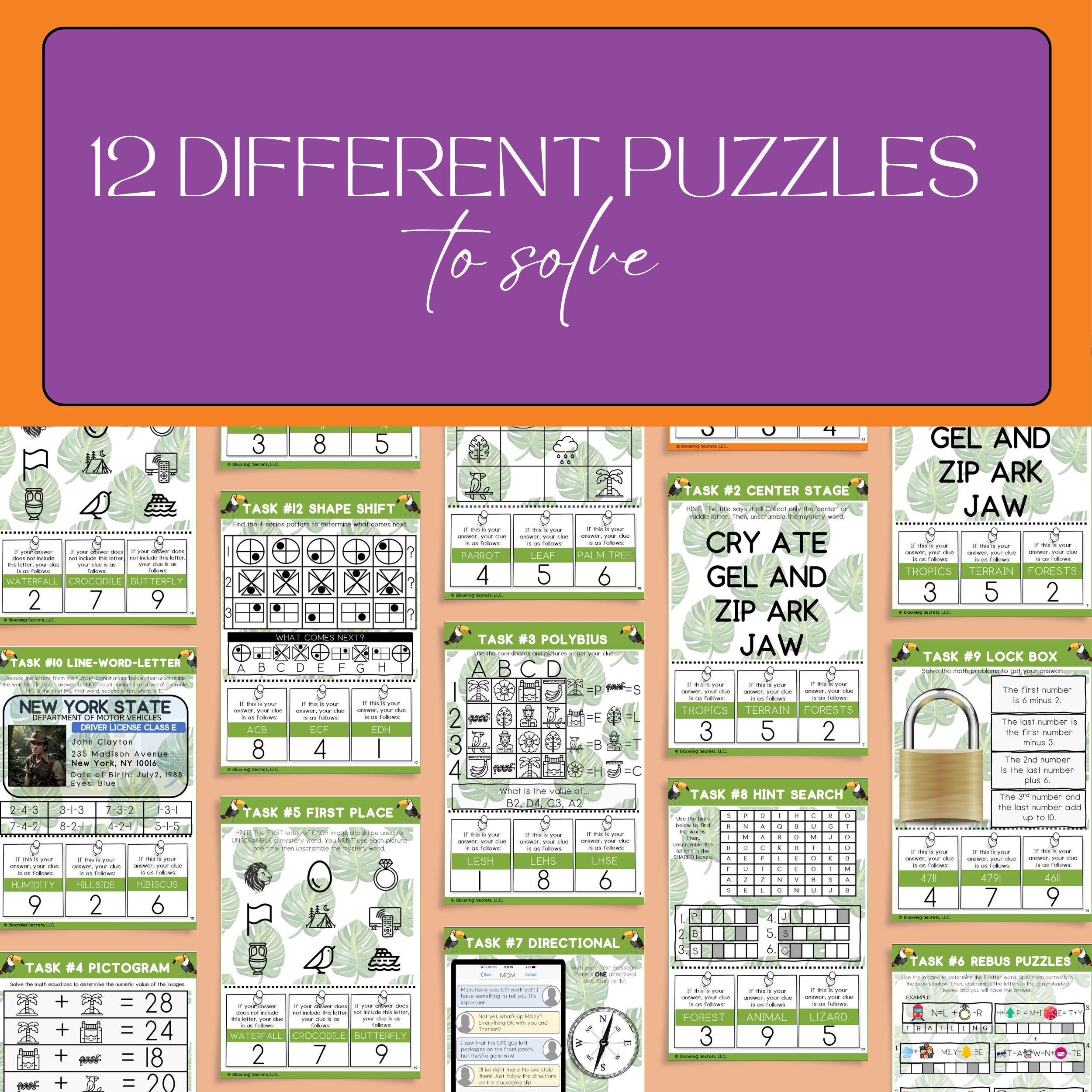 Tropical Jungle Escape Room Game Printable Escape Room Adventure for ...