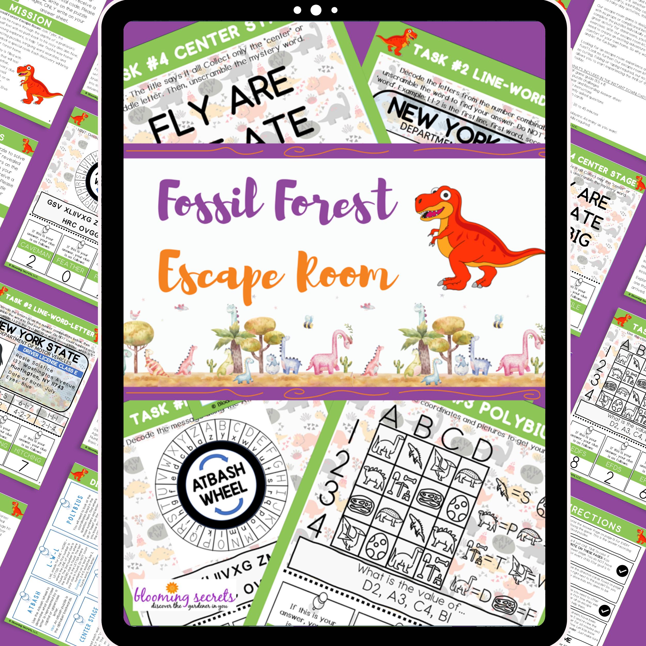 Fossil Forest Escape Room Game: Dinosaur Adventure (printable) - Etsy