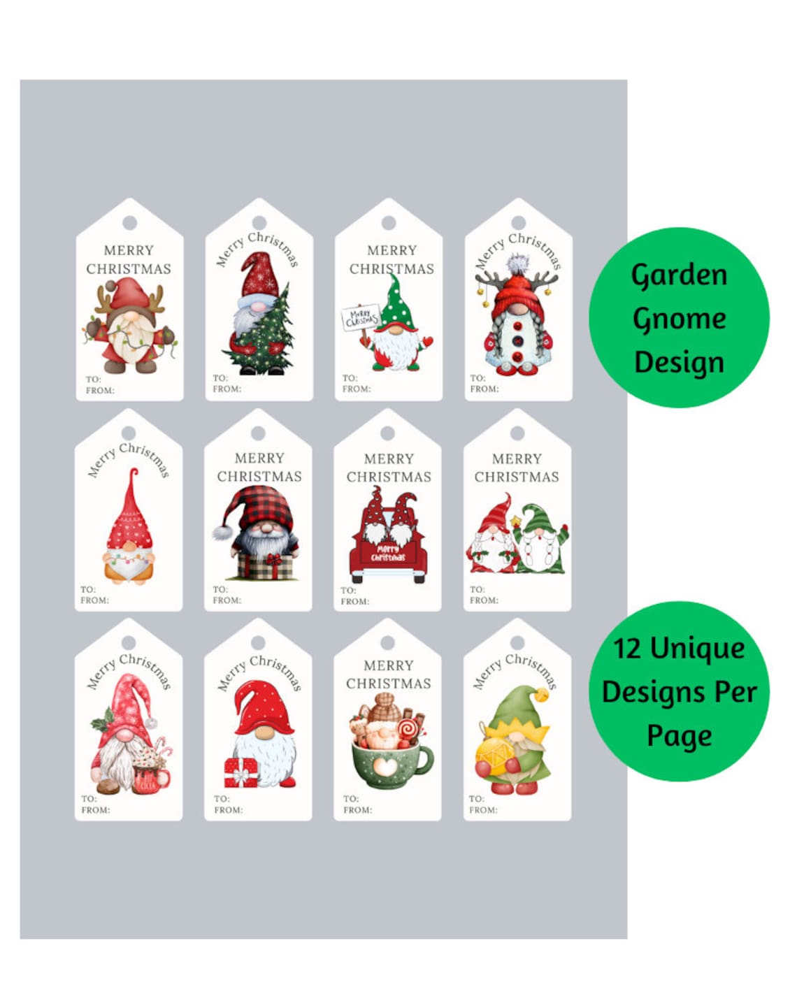 Printable Gnome Christmas Gift Tags | 24 Whimsical Designs (PDF) - Etsy
