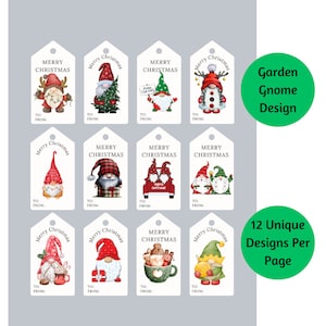 Printable Gnome Christmas Gift Tags | 24 Whimsical Designs (PDF) - Etsy
