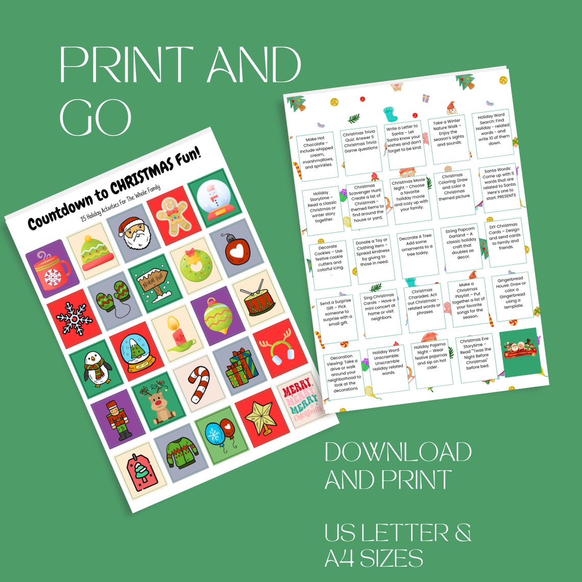 Printable Christmas Advent Activity Calendar: Family Holiday Fun ...