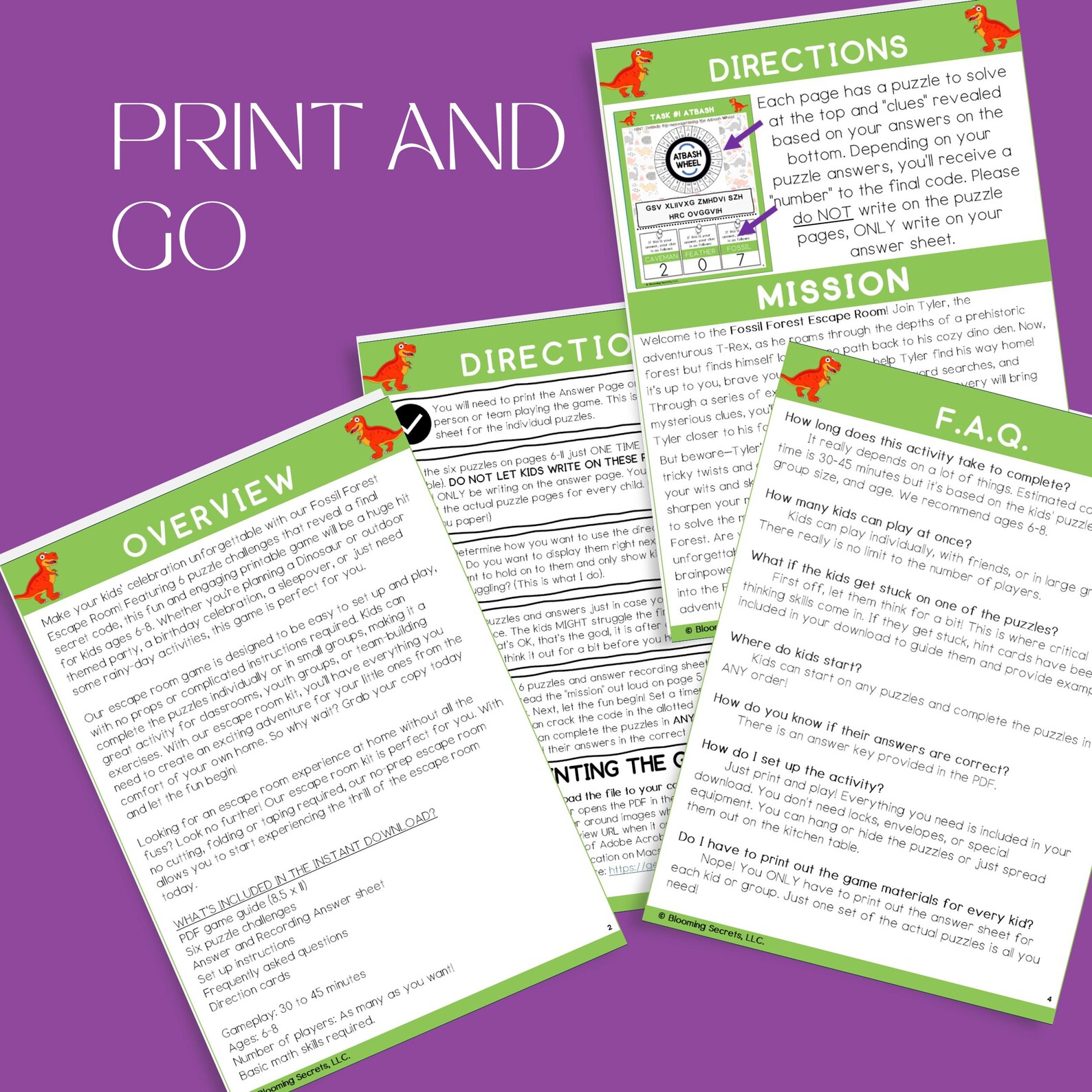Fossil Forest Escape Room Game: Dinosaur Adventure (printable) - Etsy