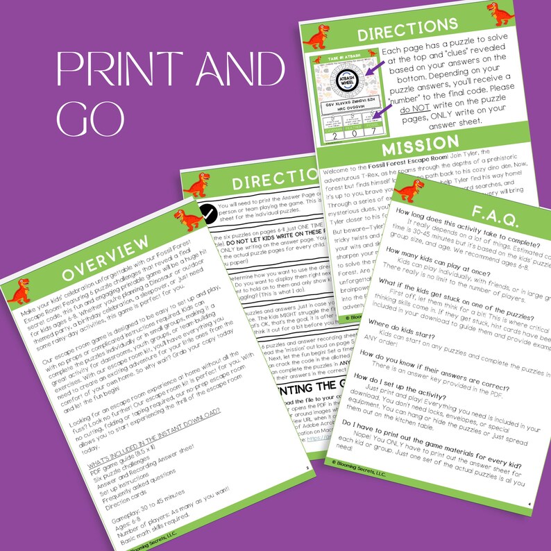Fossil Forest Escape Room Game: Dinosaur Adventure (printable) - Etsy
