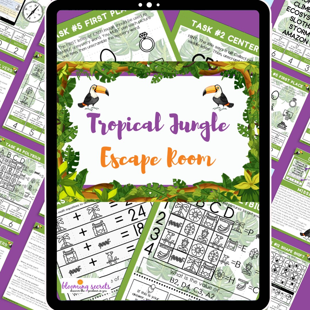Tropical Jungle Escape Room Game | Printable Escape Room Adventure for ...