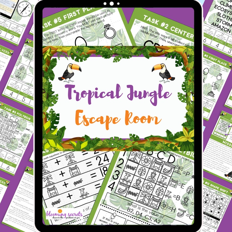 Tropical Jungle Escape Room Game | Printable Escape Room Adventure for ...