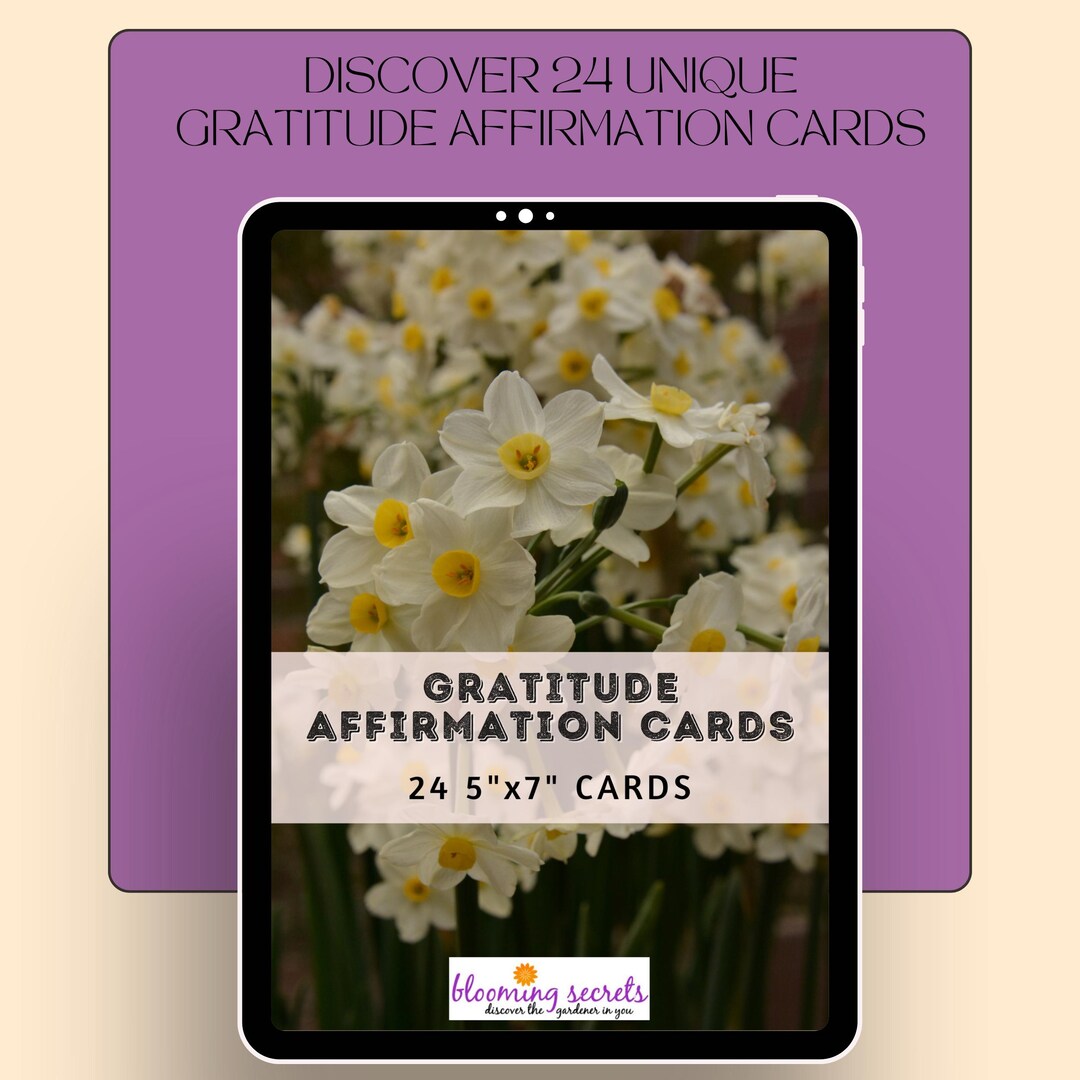 Gratitude Affirmation Cards With Floral Photography | 24 Printable ...