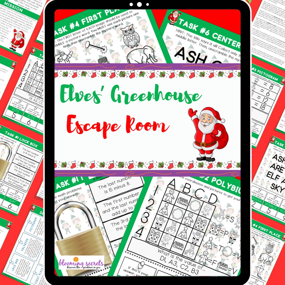 Elves' Greenhouse Escape Room Game | Printable Christmas Game for Kids ...