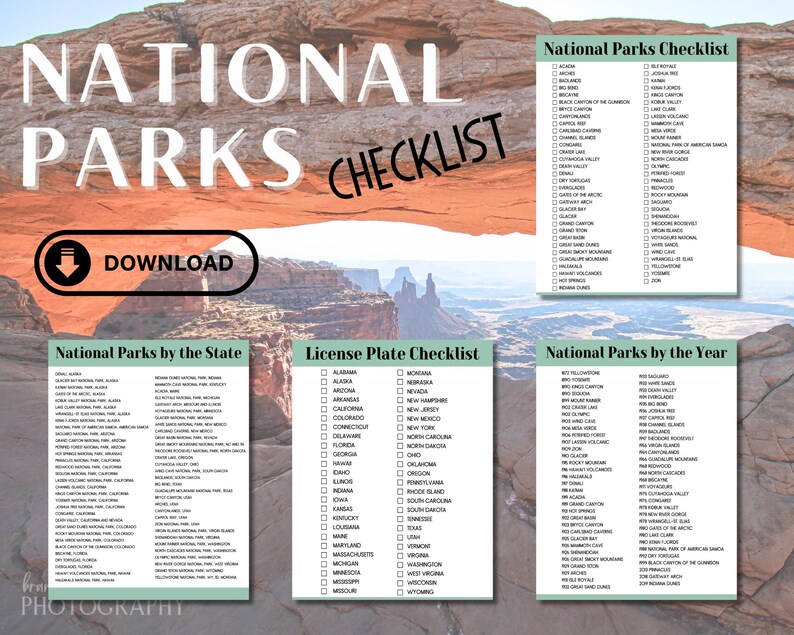 US National Parks Checklist to Mark off All the Nps You Visit 4 Digital ...