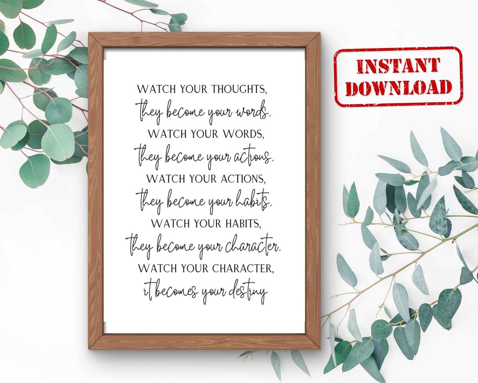 Inspirational Quote Watch Your Thoughts Printable Download Instant ...