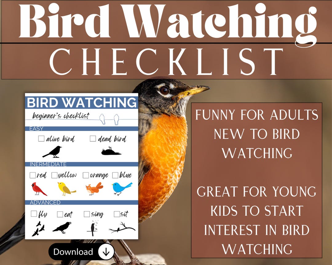 Bird Watching Checklist. Funny Bird Checklist for Amateur Bird Watchers ...
