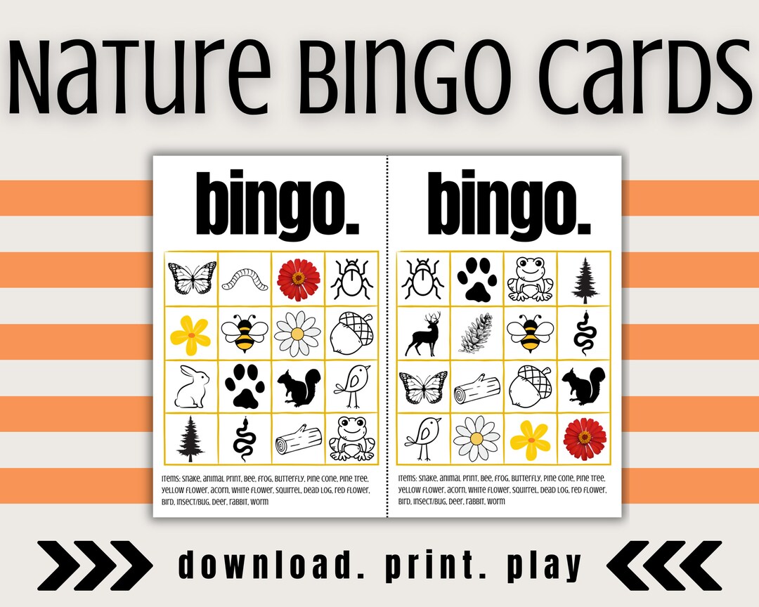 Nature Bingo Cards Hiking Activity Camp Games Picnic Games Outdoor ...