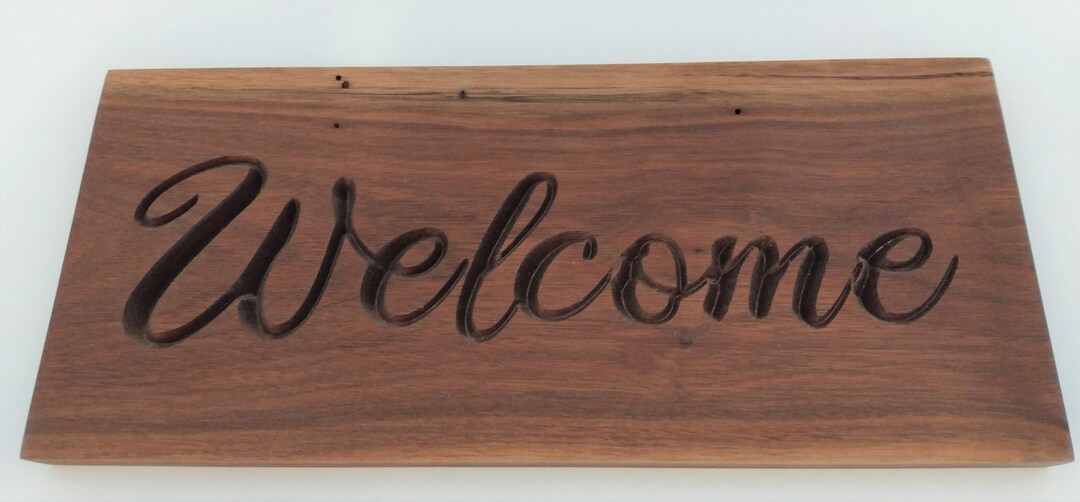 Engraved Welcome Sign Black Walnut - Etsy