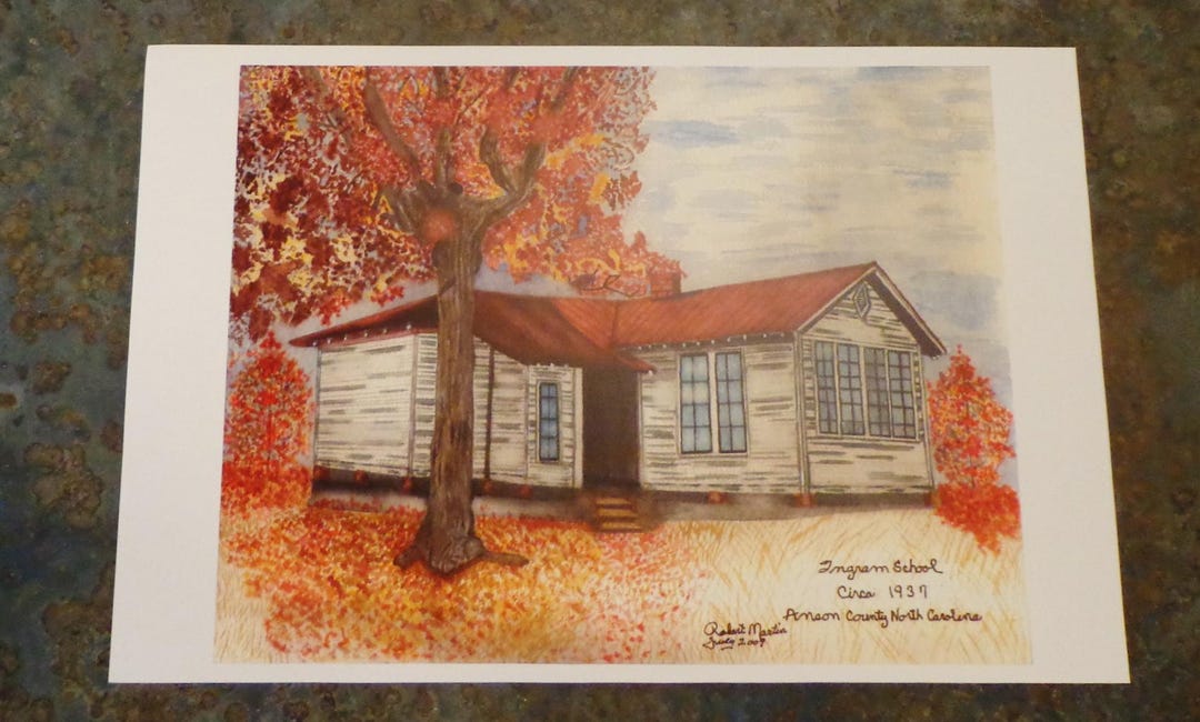 INGRAM SCHOOL Anson County NC Watercolor Print by Robert Martin - Etsy