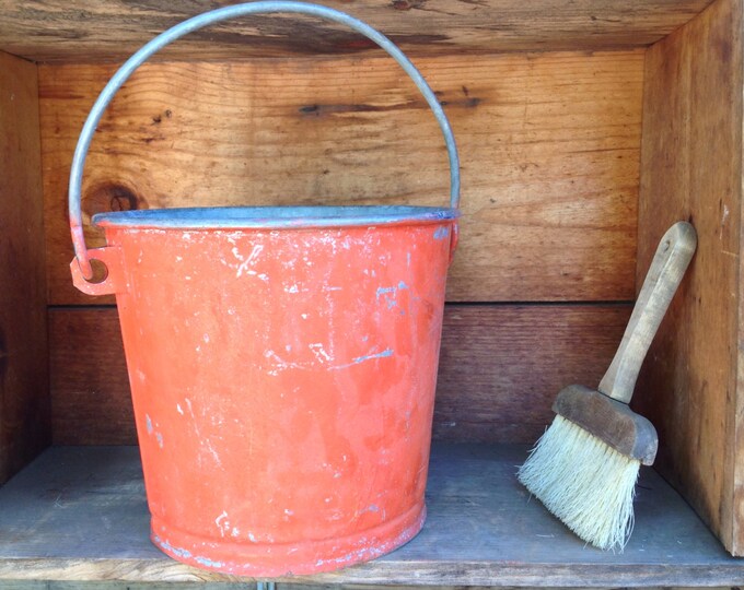 Vintage Orange Bucket, Old Galvanized Bucket, Heavy Duty, Industrial ...