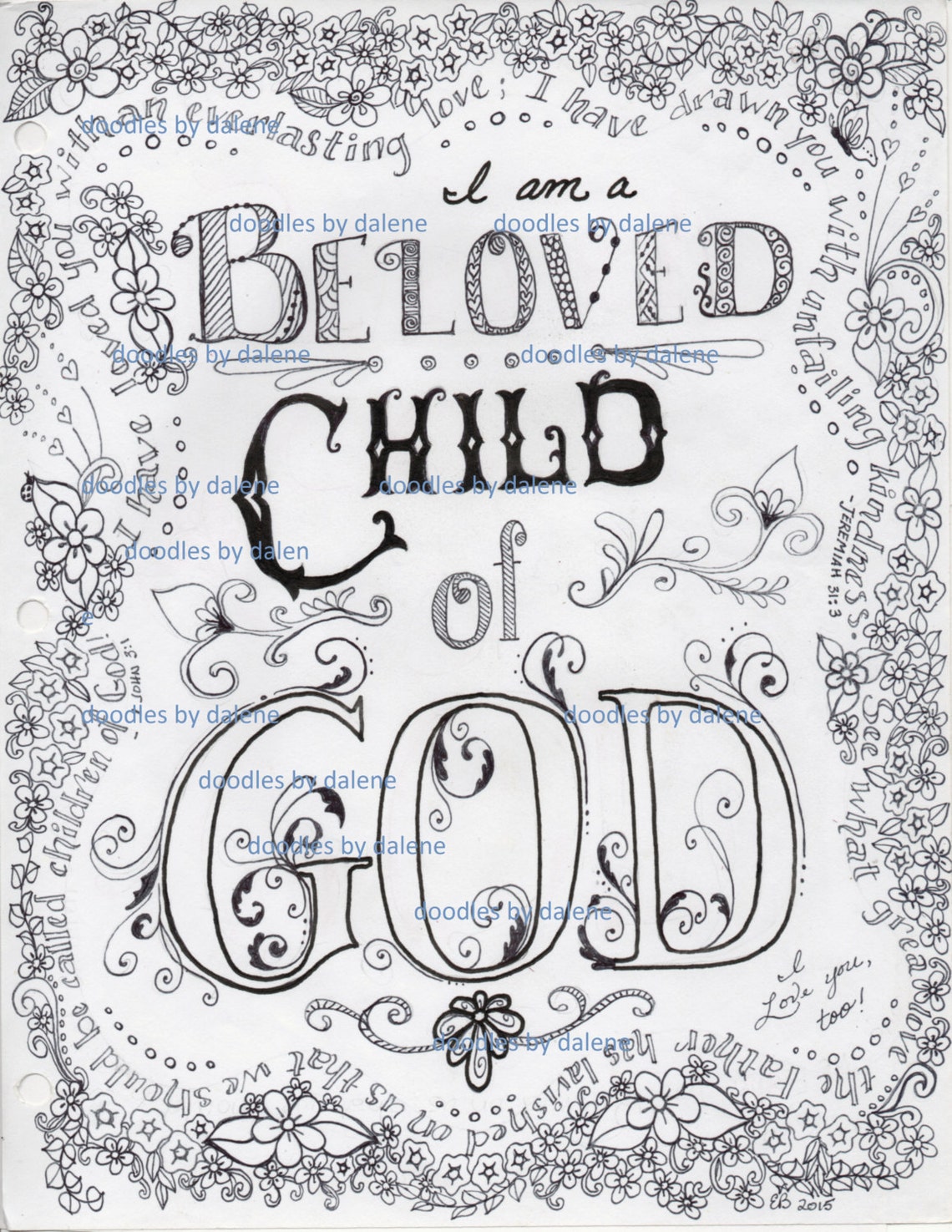 Jeremiah 31:3 Coloring Page - Etsy