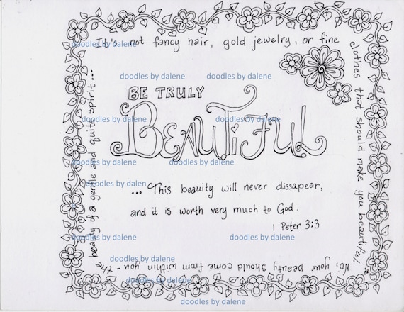 True Beauty 1 Peter 3:3 Coloring Page | Etsy