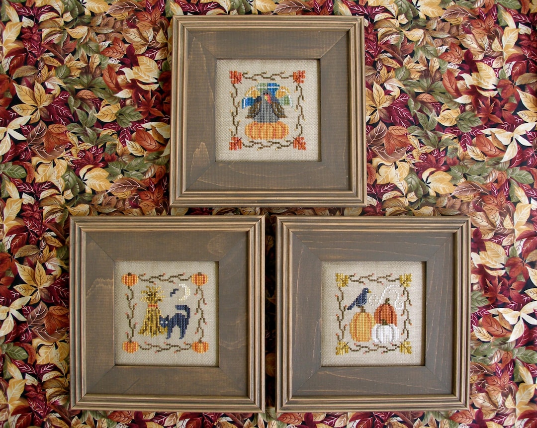 AUTUMN MINIS; Instant Downloadable Pattern for Cross Stitch; 3 Designs ...