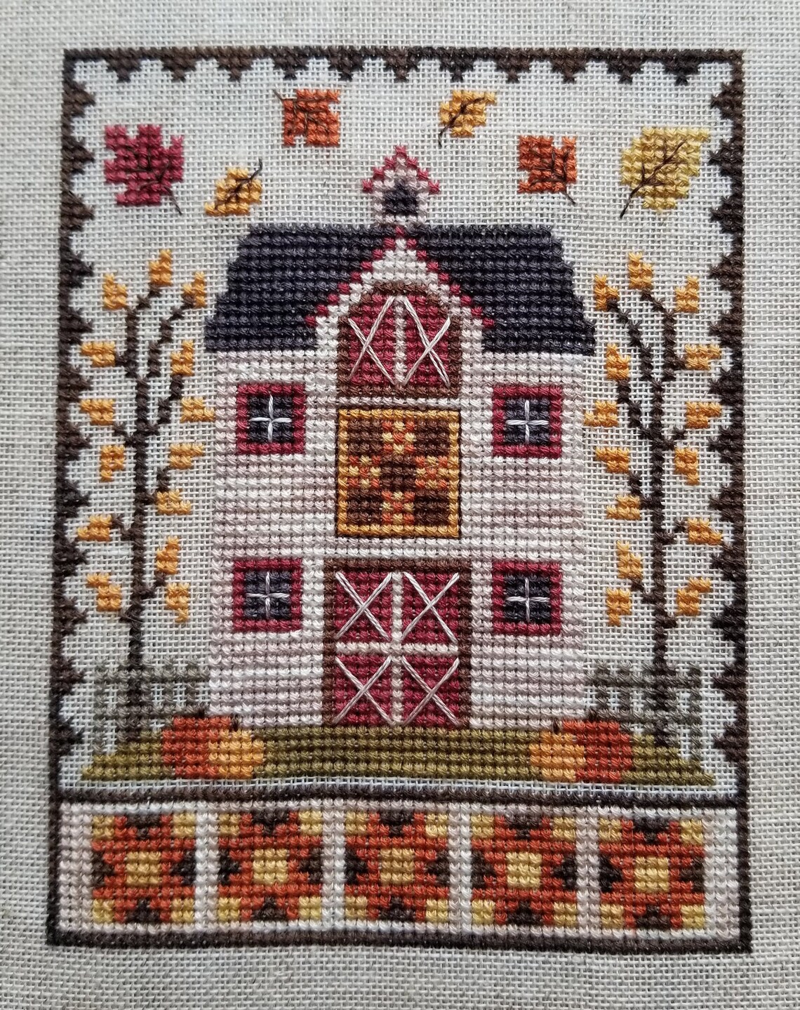 AUTUMN BARN TRIO; Downloadable Pattern for Cross Stitch by Waxing Moon ...
