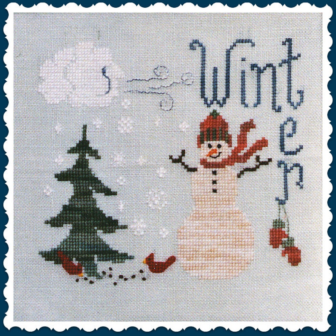 WINTER; Pattern for Cross Stitch; Instant PDF Download; Vintage Waxing ...