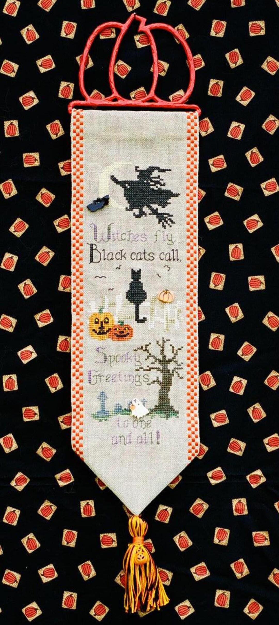 SPOOKY GREETINGS Bell Pull; Pattern for Cross Stitch; Instant PDF ...