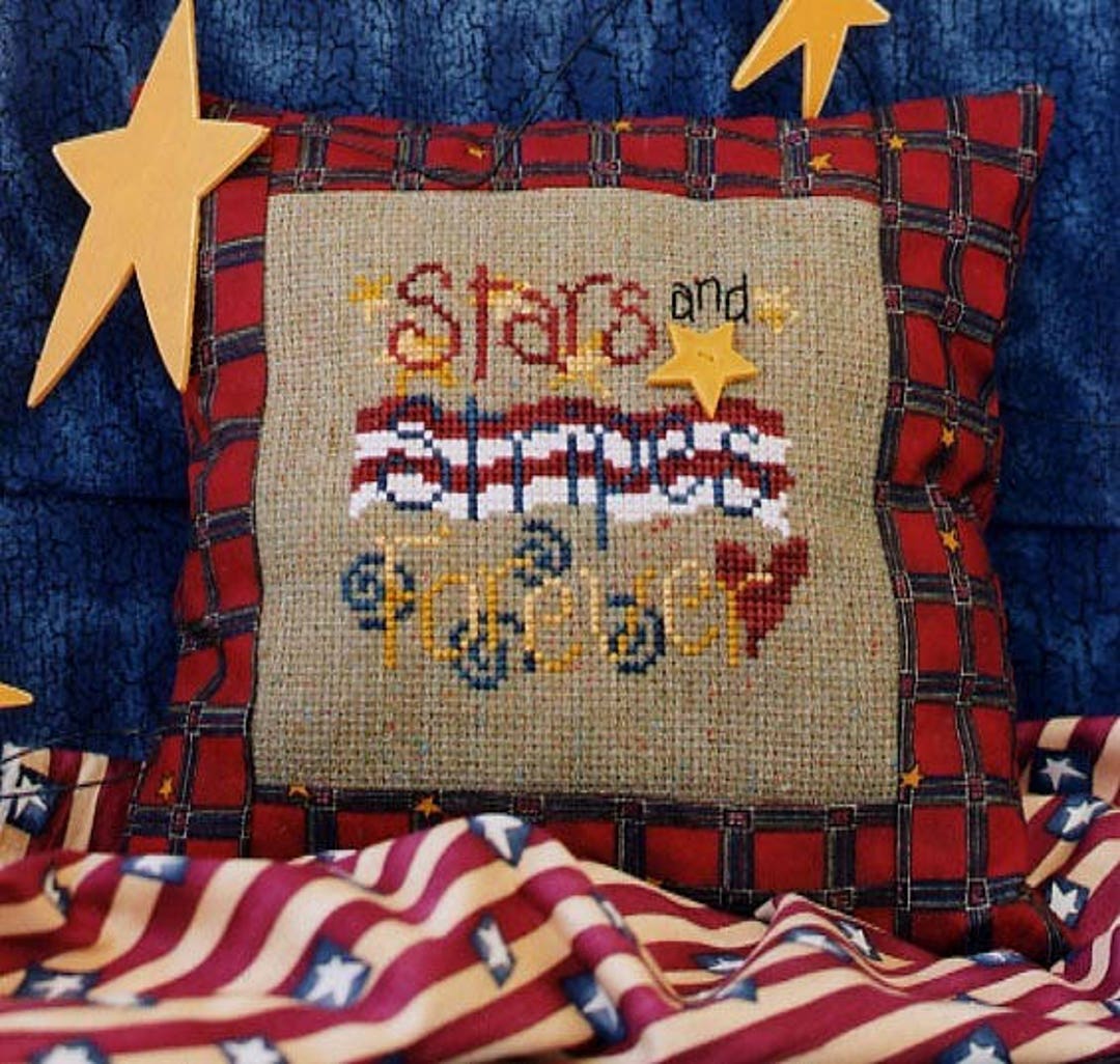 Stars & Stripes Forever! Pattern for Cross Stitch; Vintage Waxing Moon ...